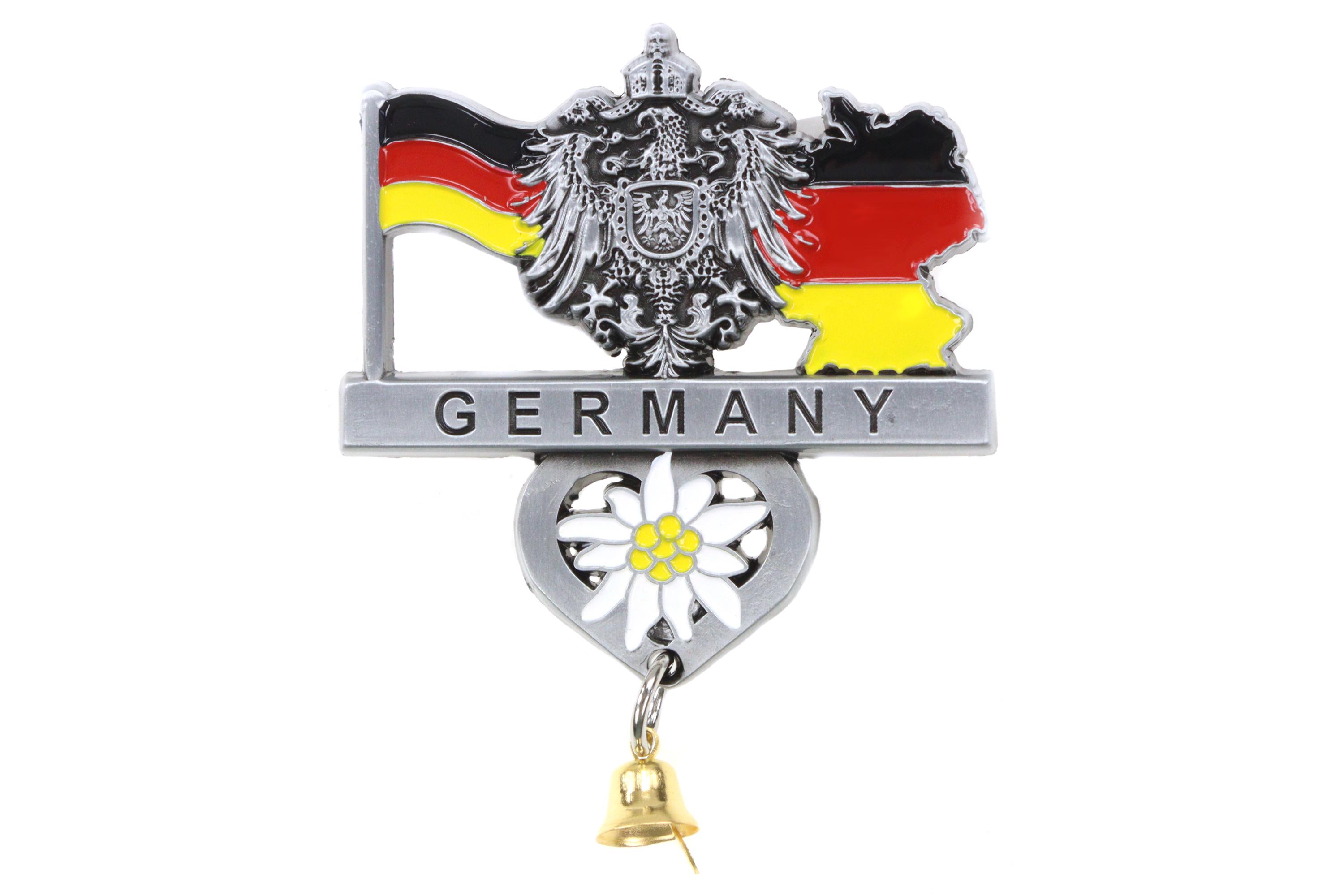 Metallmagnet "Germany" Edelweiss, Glocke und Flagge Deutschland ...
