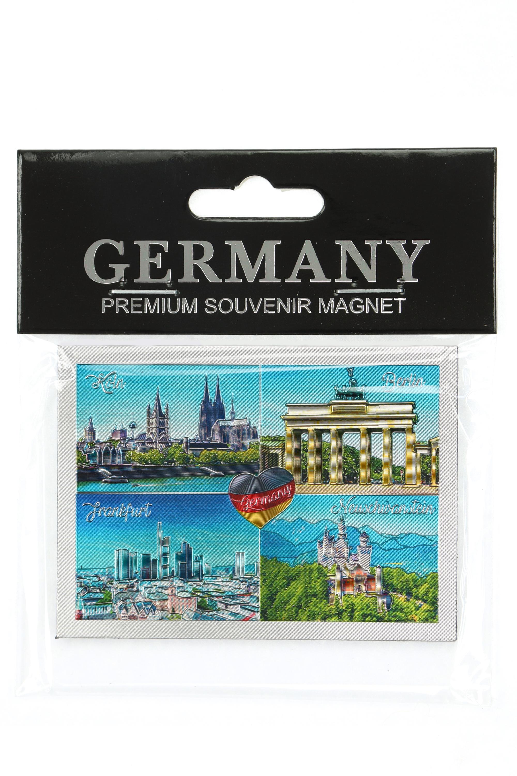 Magnet "Germany" 4 Ansichten, silber geprägt und glitzernd, 7,5*5,5cm ...