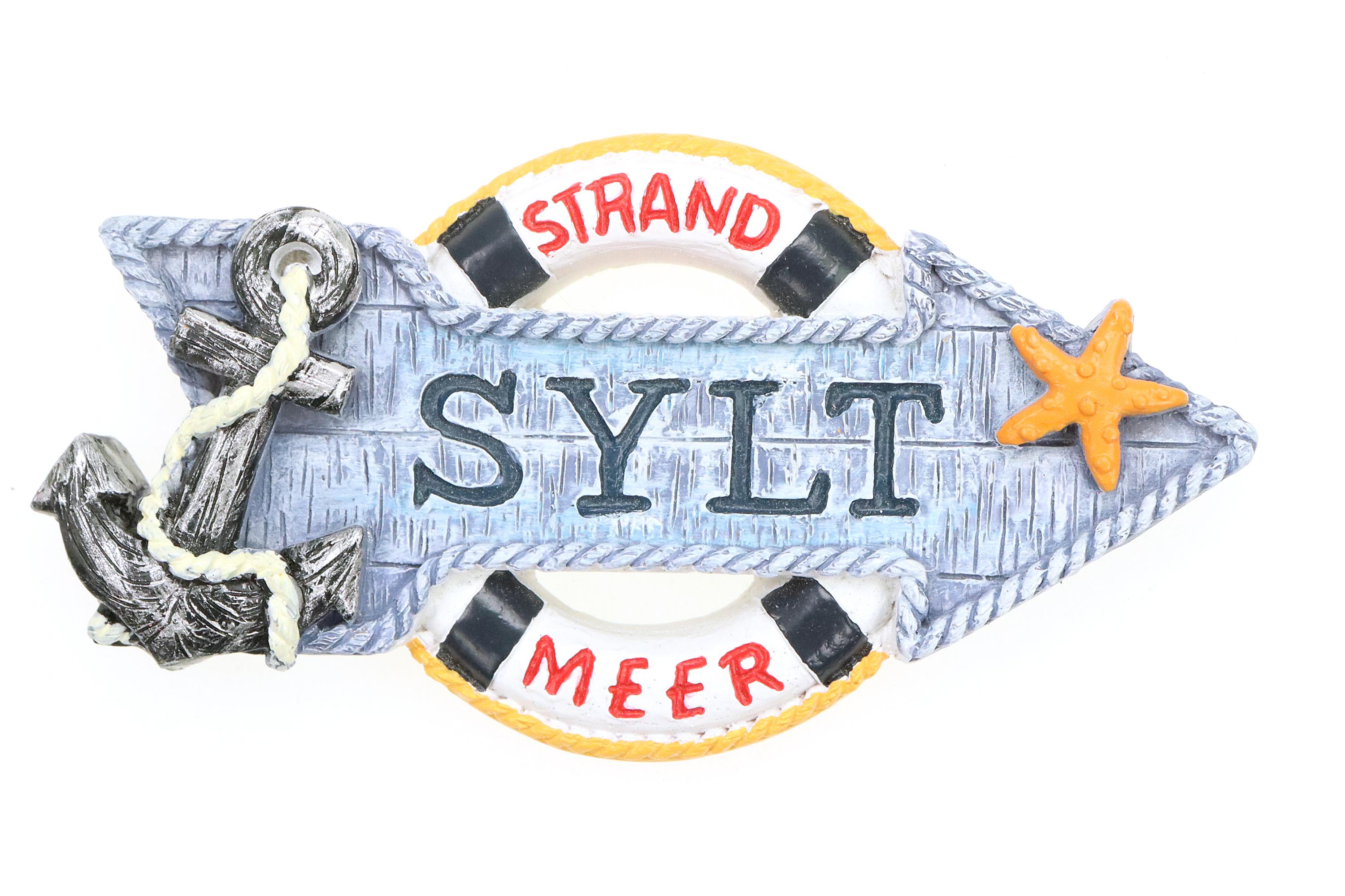 Magnet blauer Pfeil "Sylt" mit Rettungsring | Magnete | Sylt ...