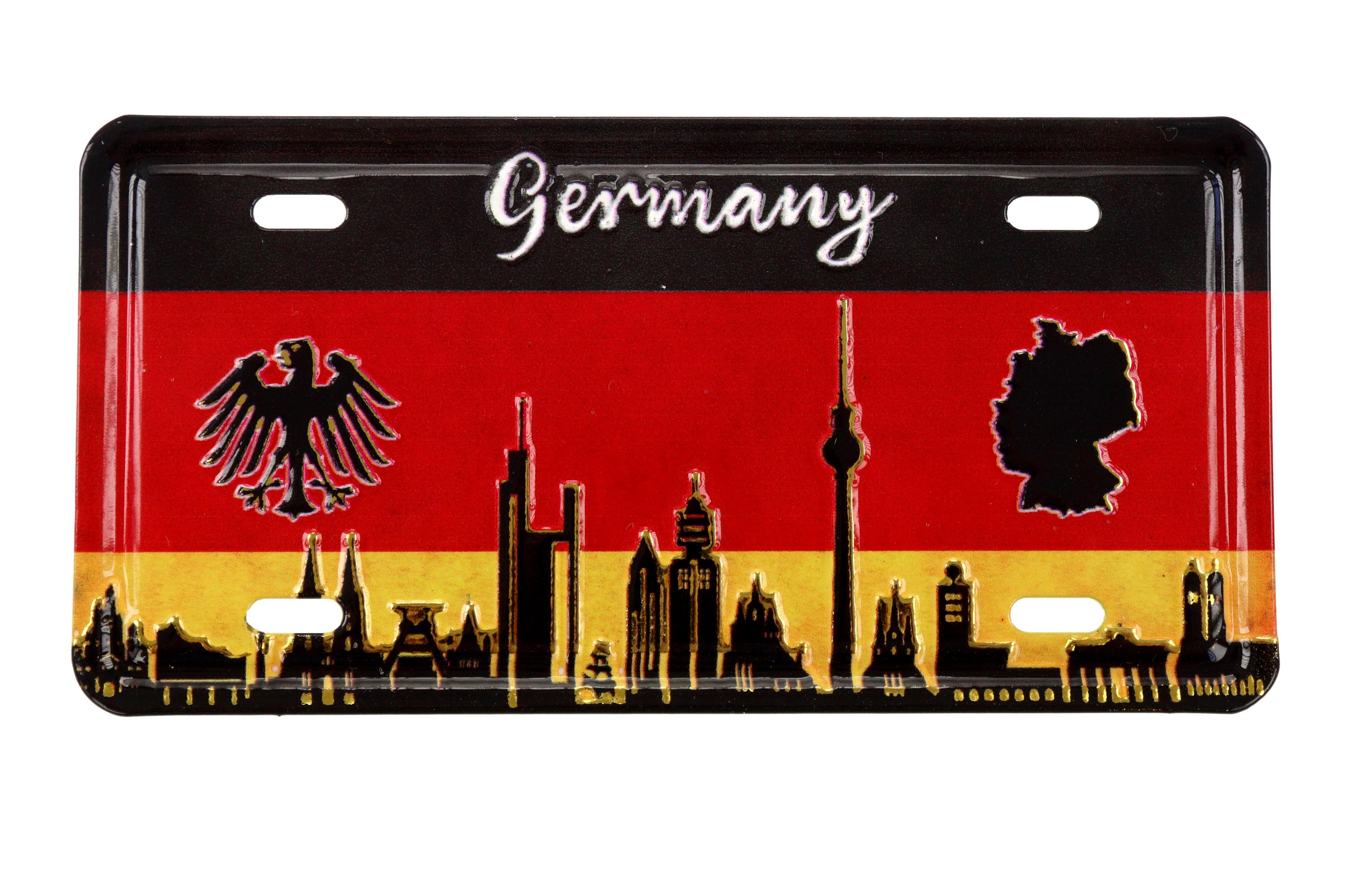 Metall Schild Magnet "Germany" Gold-& 3D Effekt, 6x12cm | Magnete ...