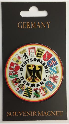Metallmagnet "Deutschland Germany" rund Wappen aller Bundesländer D ...