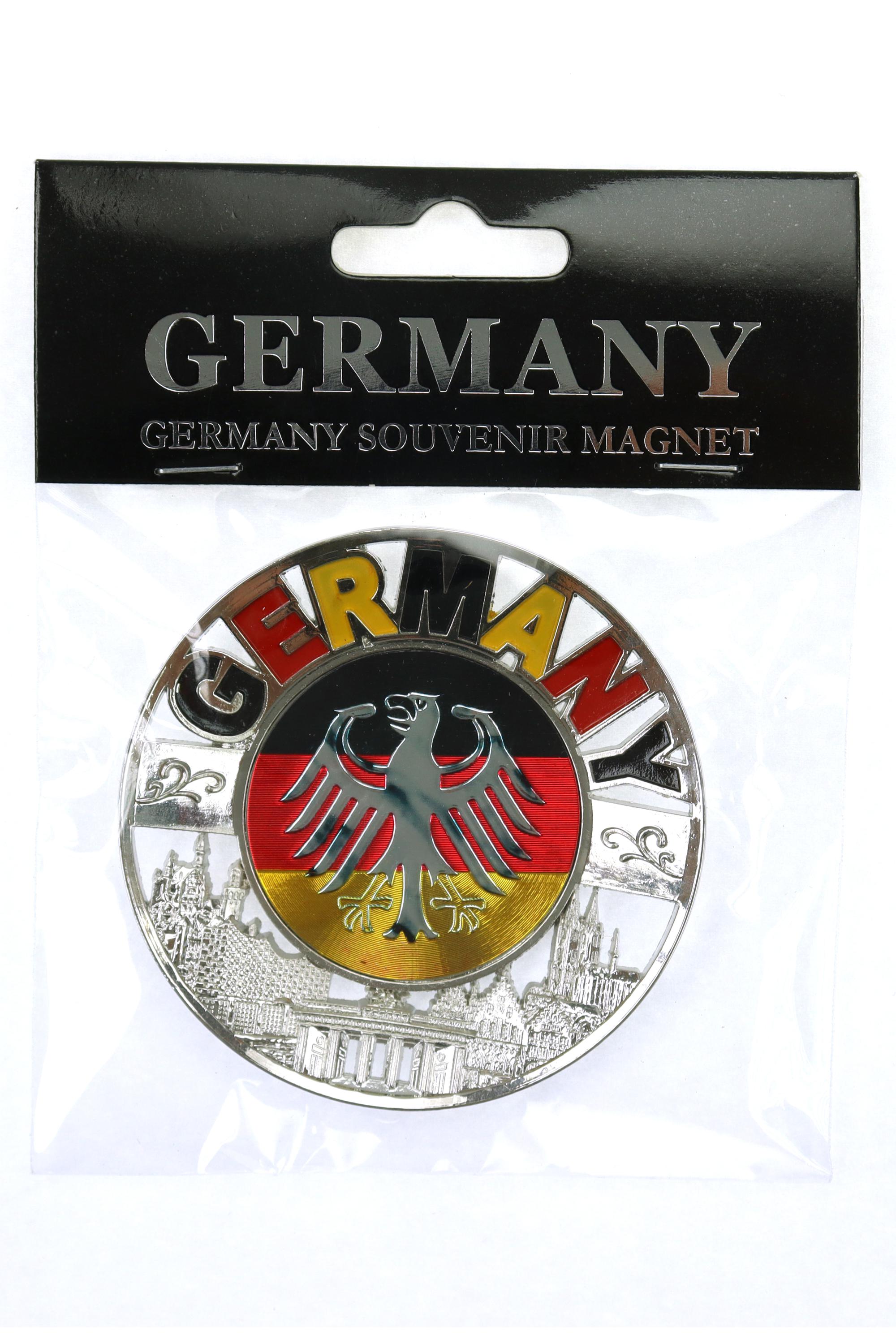 Runder Magnet "Germany - Adler" silber geprägt und glitzernd, 6,5cm ...