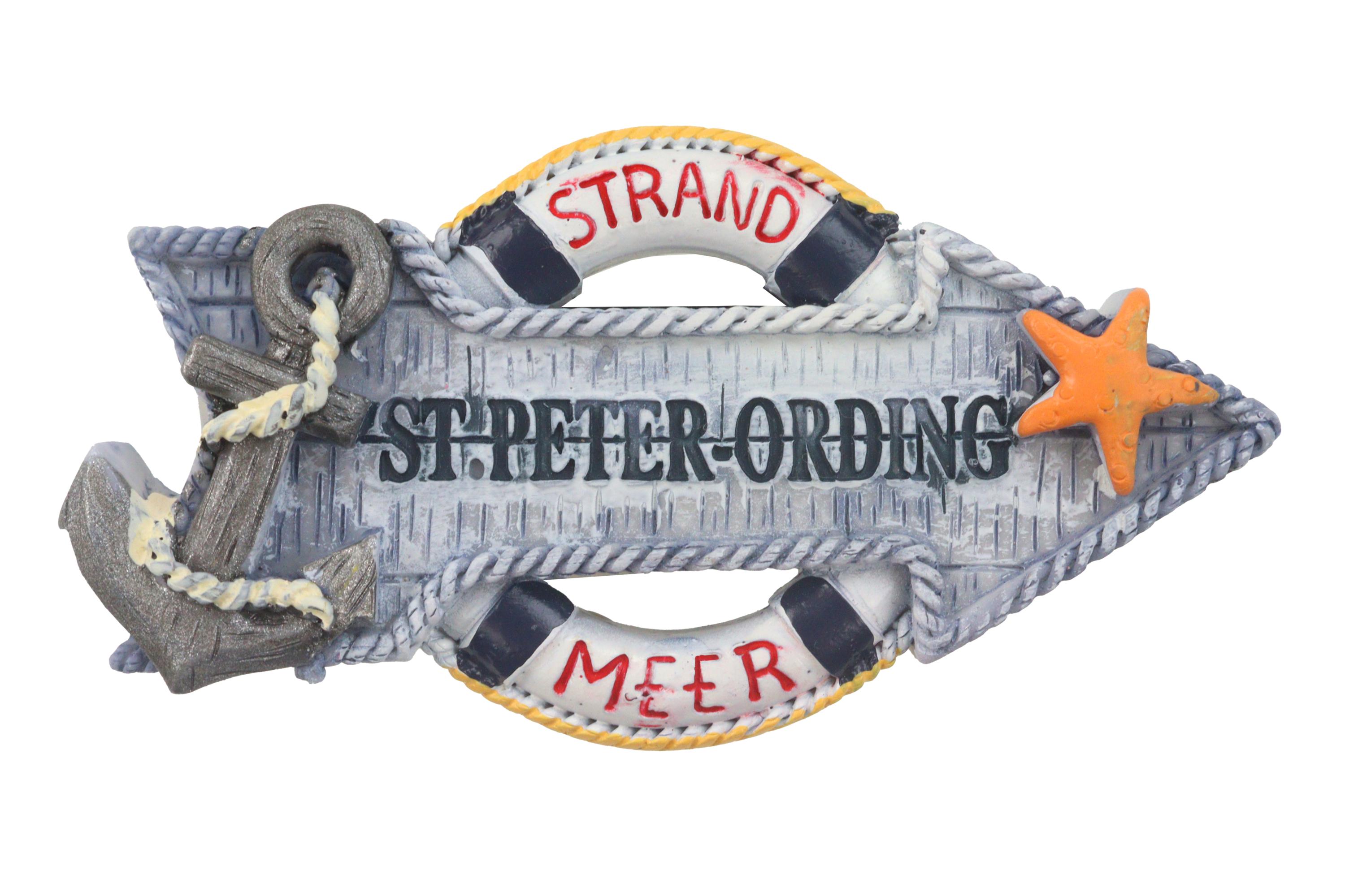 Magnet blauer Pfeil "St.Peter-Ording" mit Rettungsring | Magnete ...