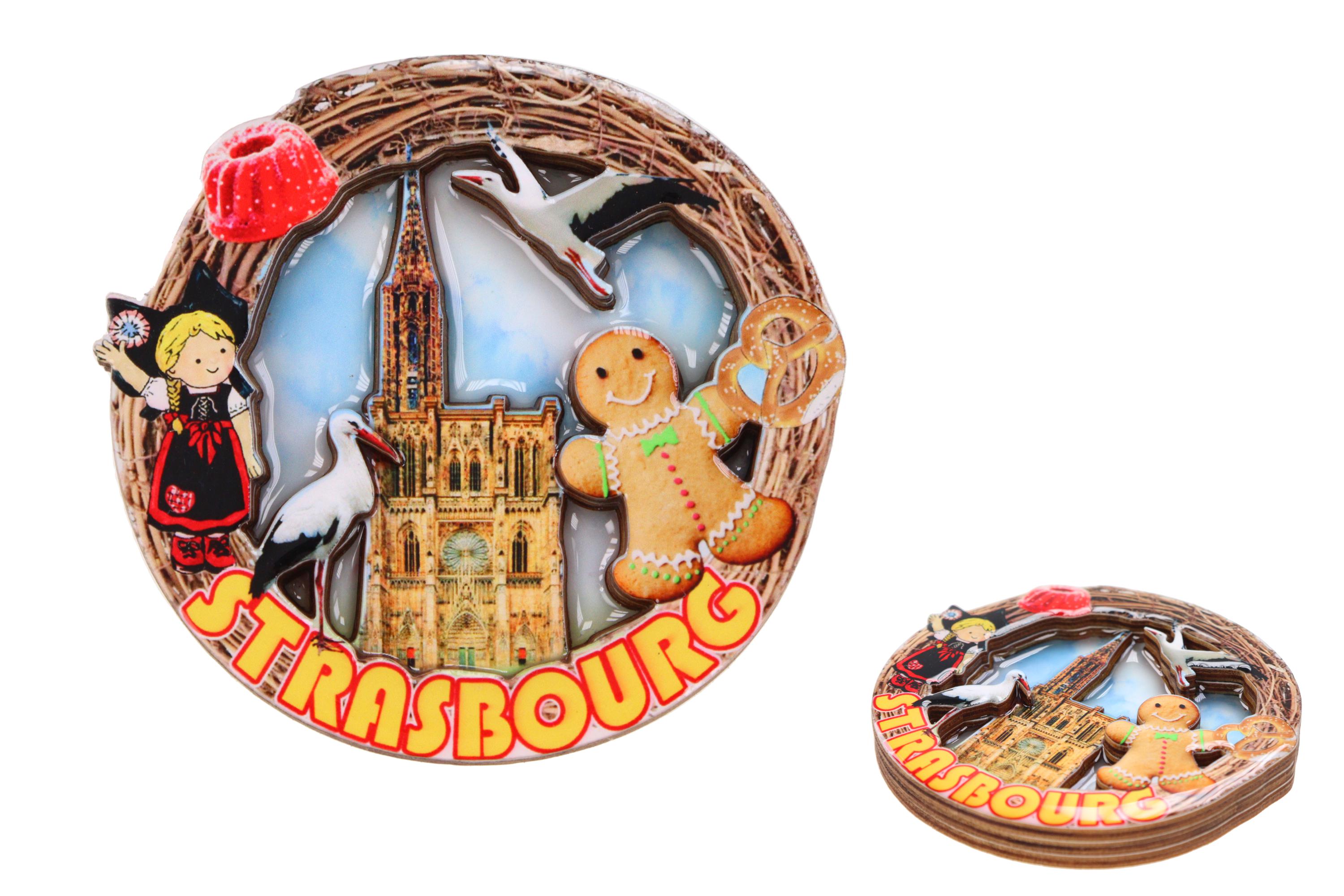 3-lagiger Magnet rund "Strasbourg" Münster, MDF mit Epoxy Überzug, 8.5 ...