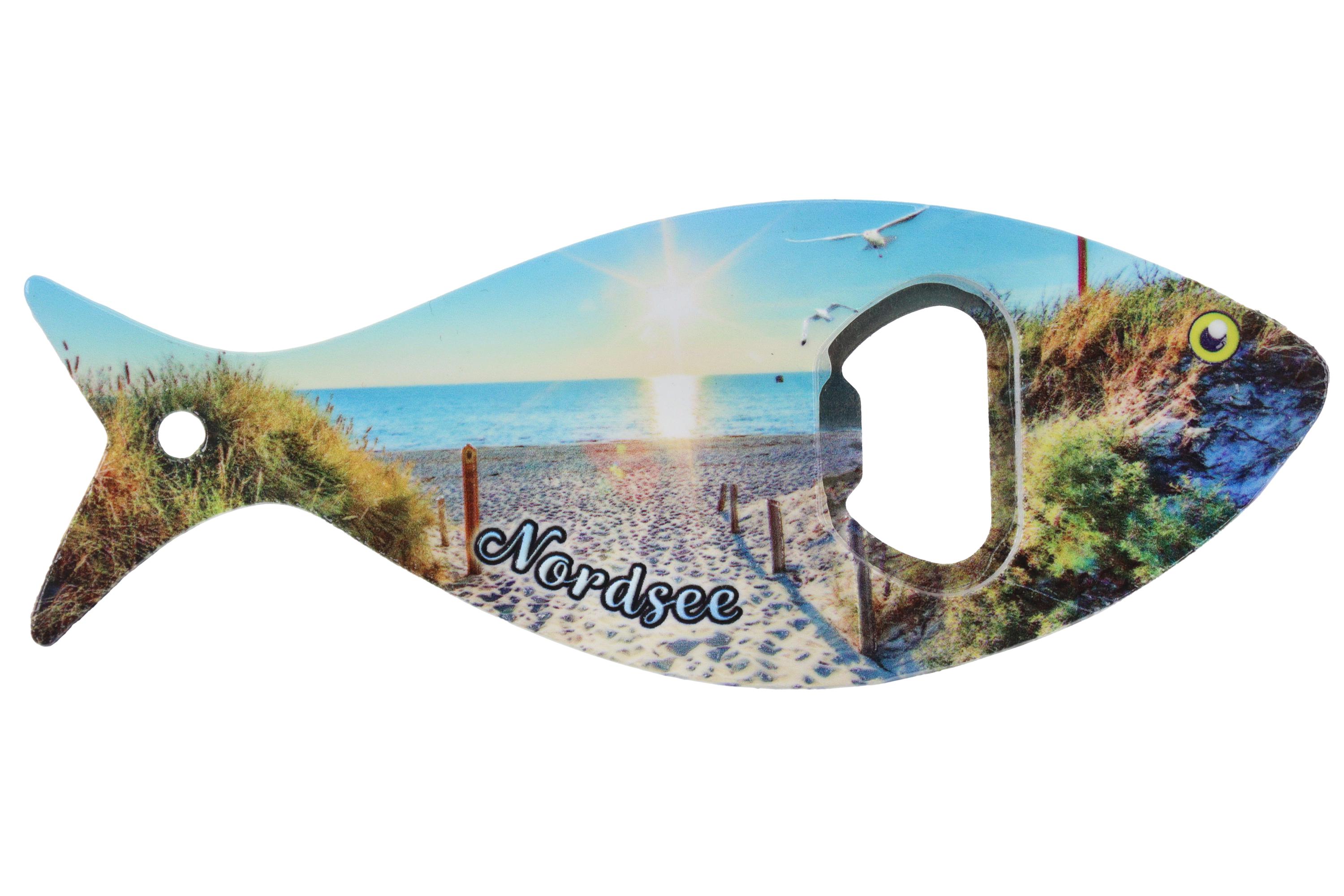 Magnet Fisch "Nordsee" Flaschenöffner Melamin 14,5x5,5cm, 3D Effekt ...