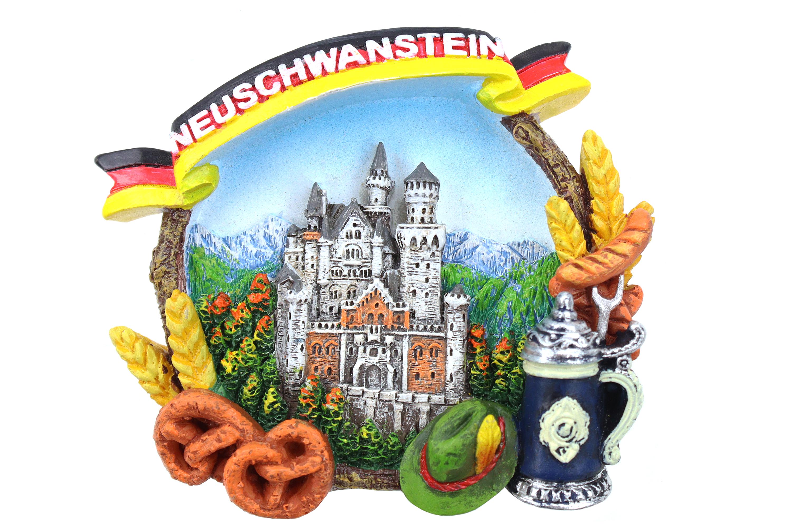 Magnet "Neuschwanstein", Flagge, Brezel, Ähren, Hut, Krug, 7*6cm ...