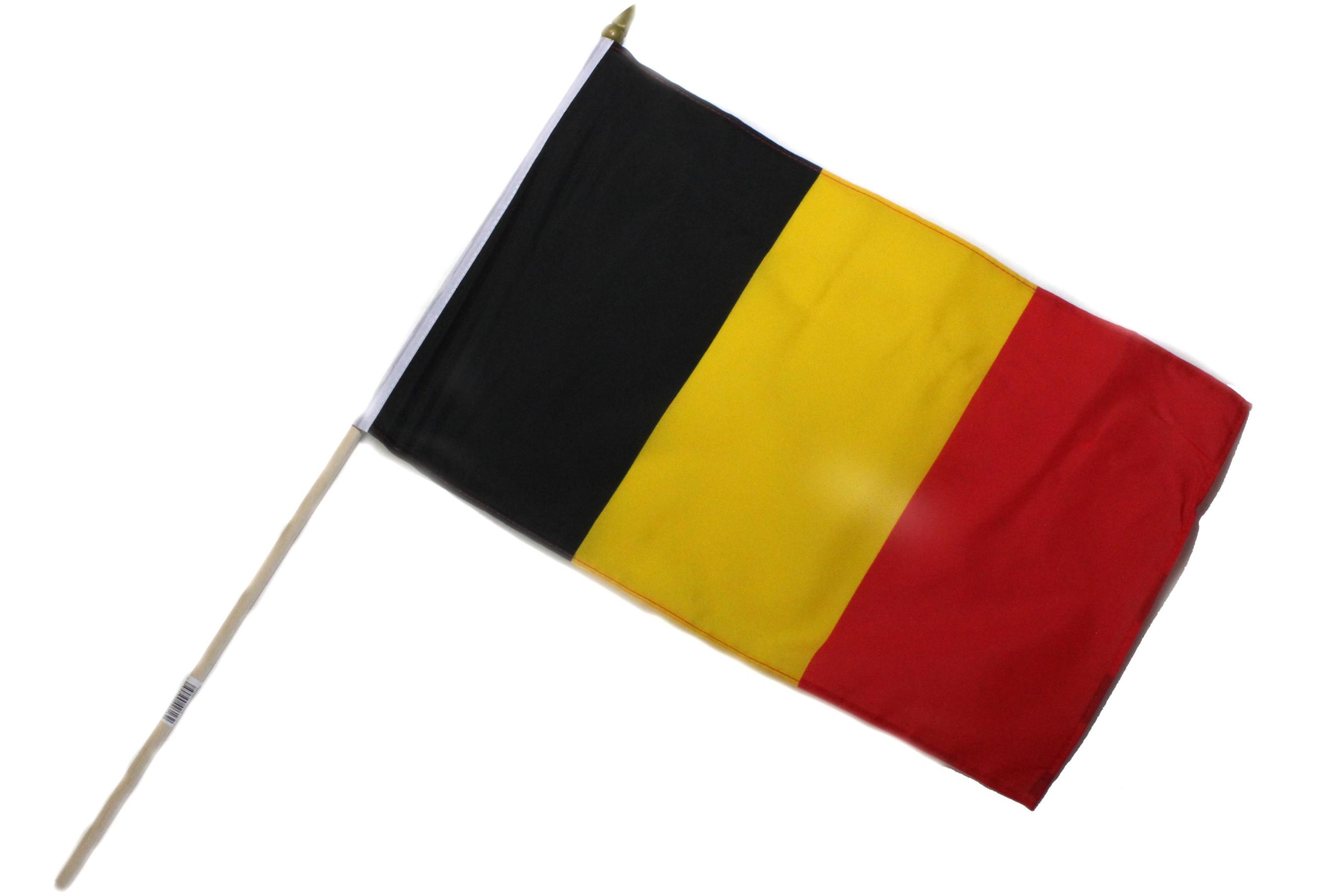 Flagge "Belgien" doppelt umsäumt, Holzstab 30*45cm | 30x45cm | Holzstab ...