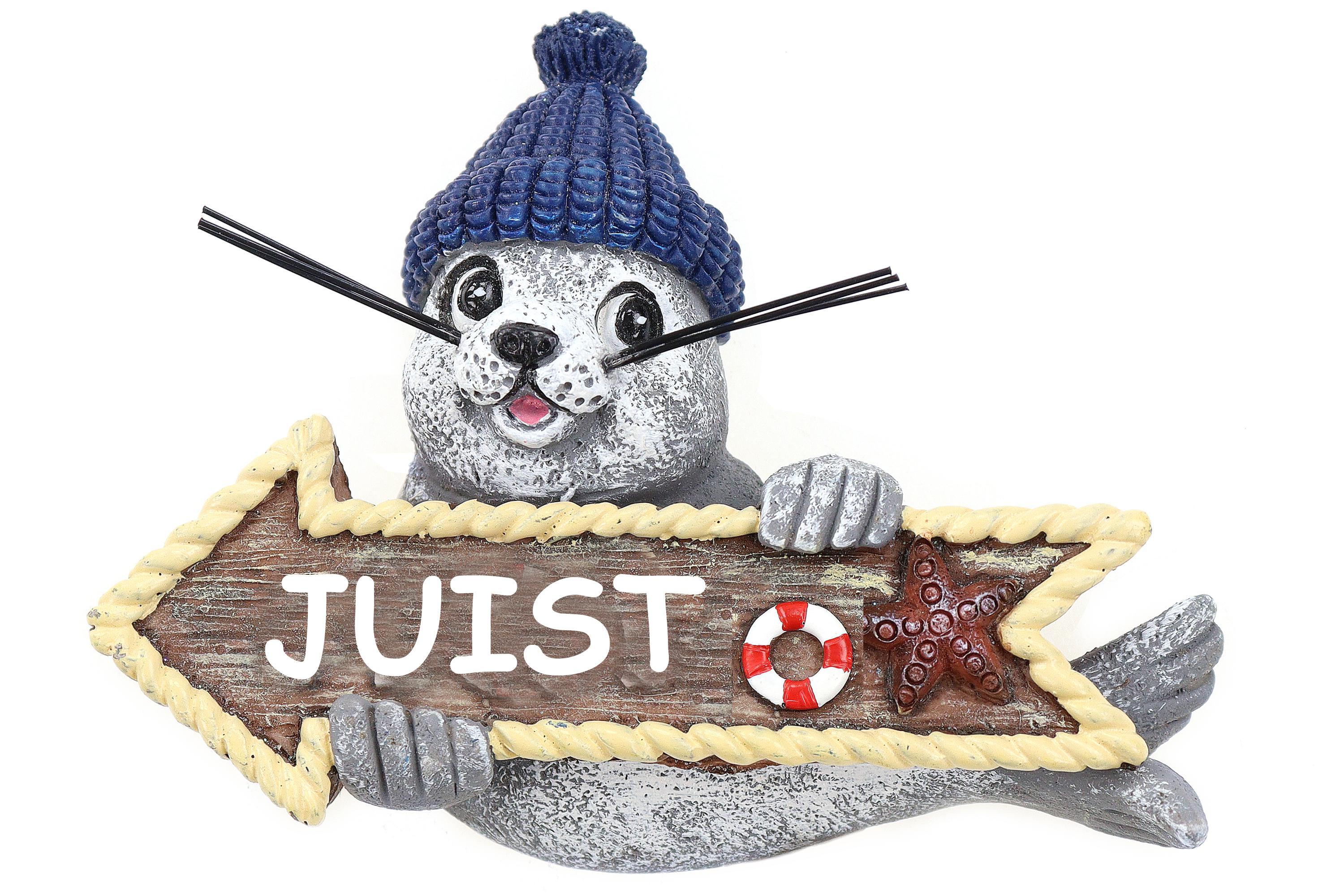 Magnet "Juist" Comic Seehund, Robbe mit Pfeil, 8*6,5cm | Magnete ...