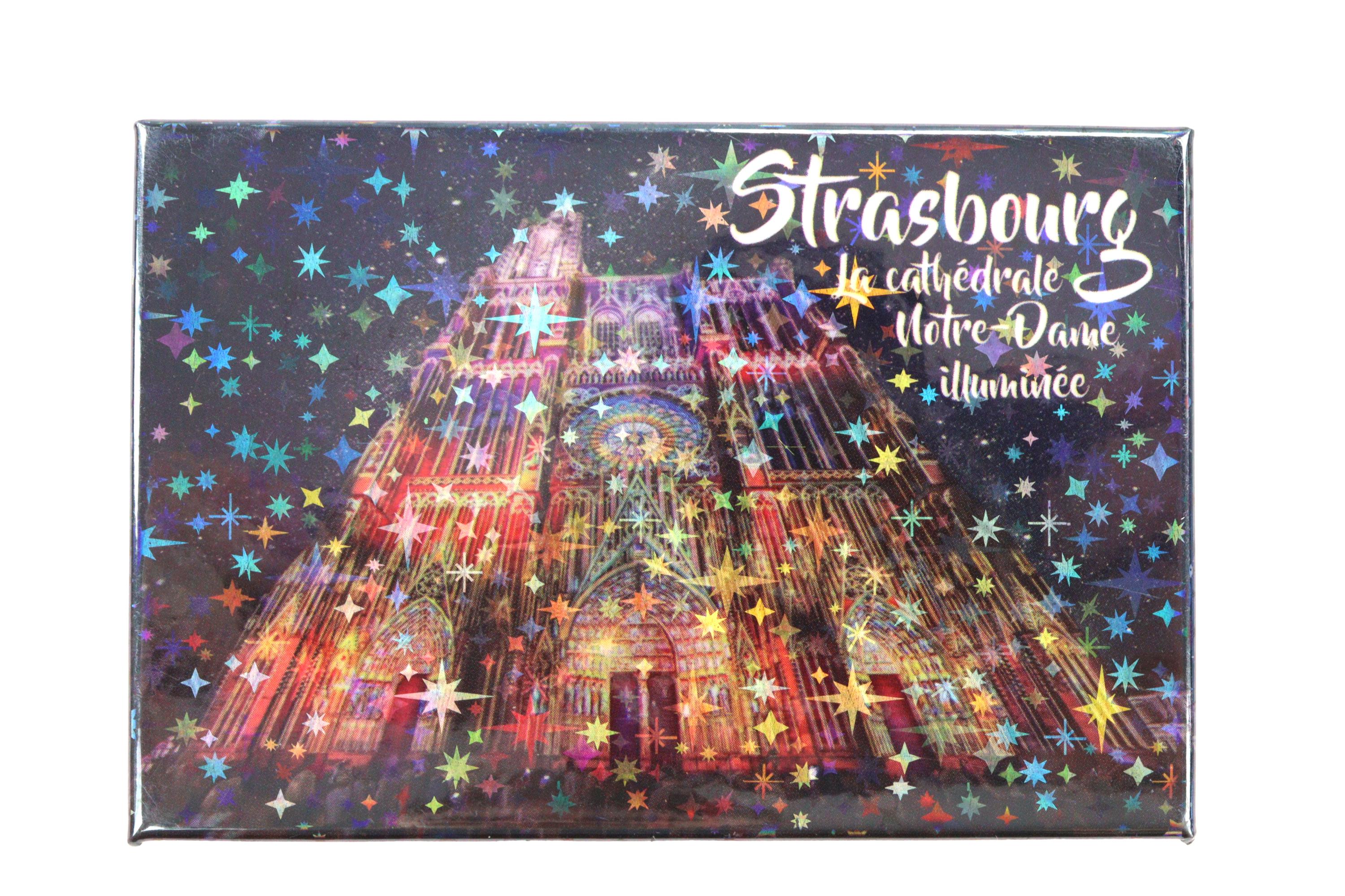 Fotomagnet "Strasbourg" Kathedrale beleuchtet, Leuchtsterne Effekt, 5,5 ...