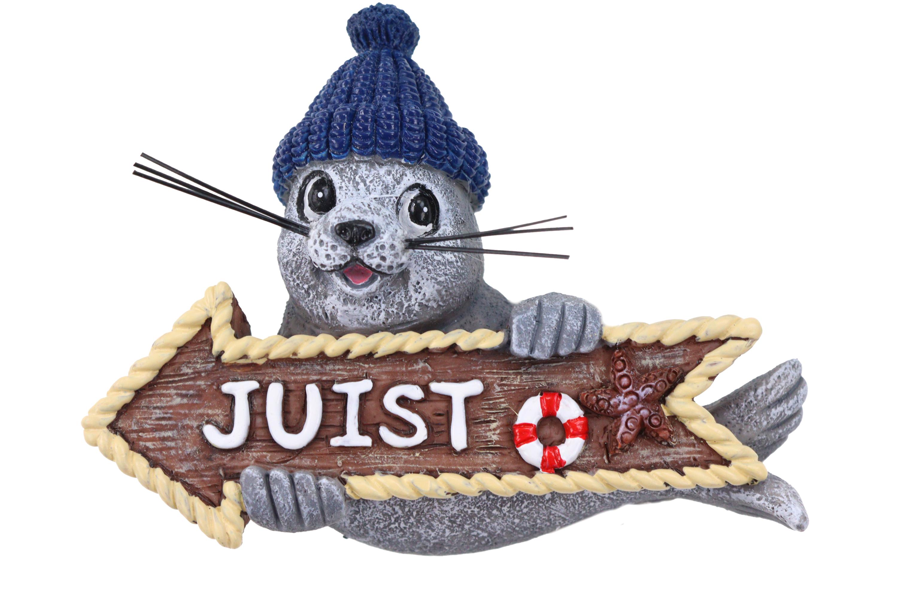 Magnet "Juist" Comic Seehund, Robbe mit Pfeil, 8*6,5cm | Magnete ...