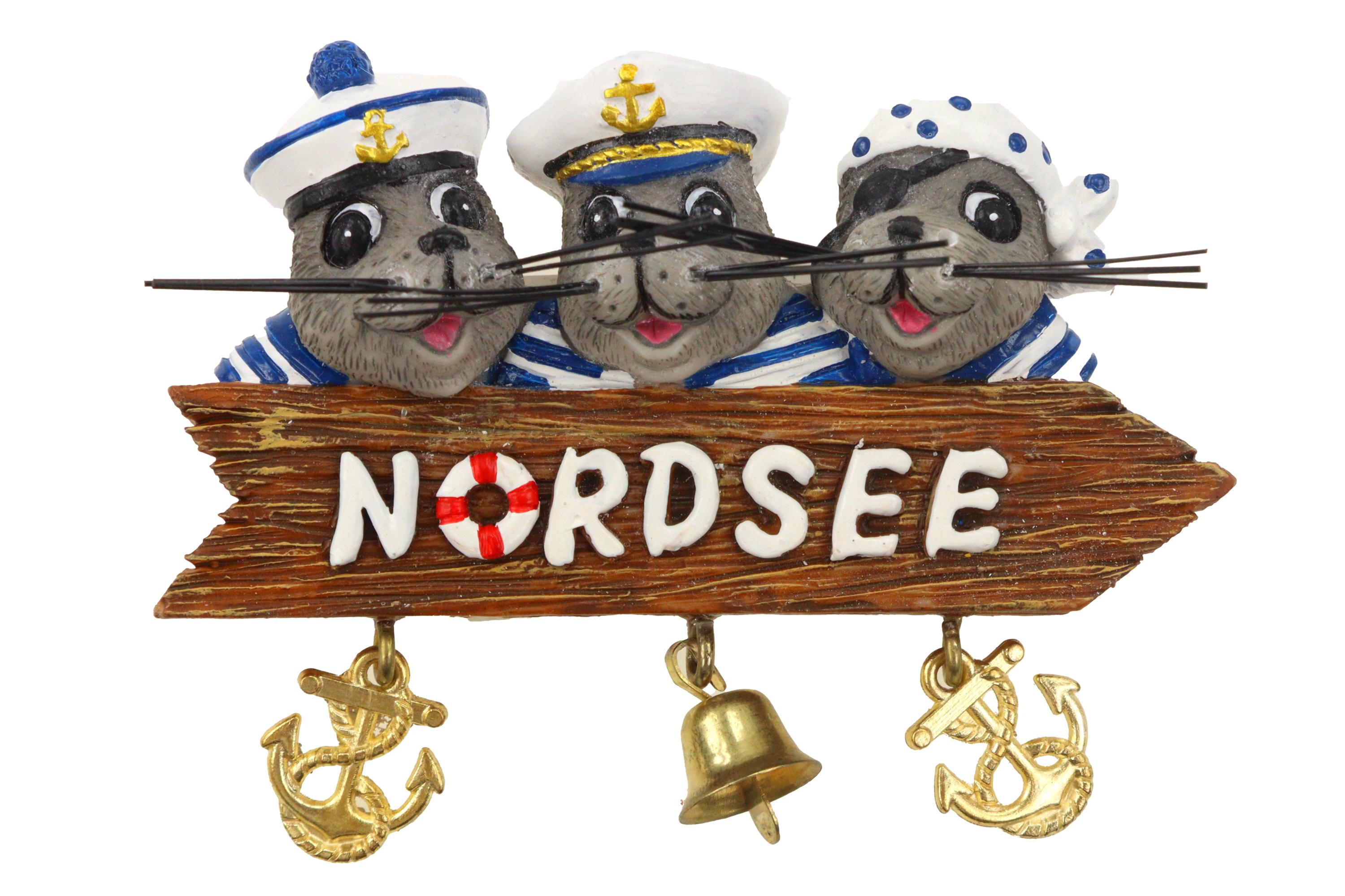 Magnet Pfeil Nordsee, goldene Glocke + 2 Anker,Kapitäns-Robbentrio/5 ...